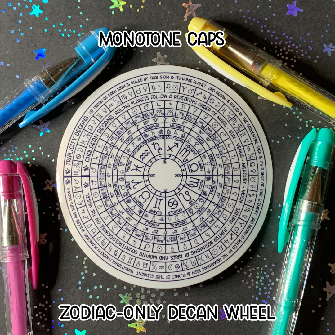 CAPS Zodiac-only Decan Wheel Vinyl Sticker [monotone] [V2] --- Chaldean ...