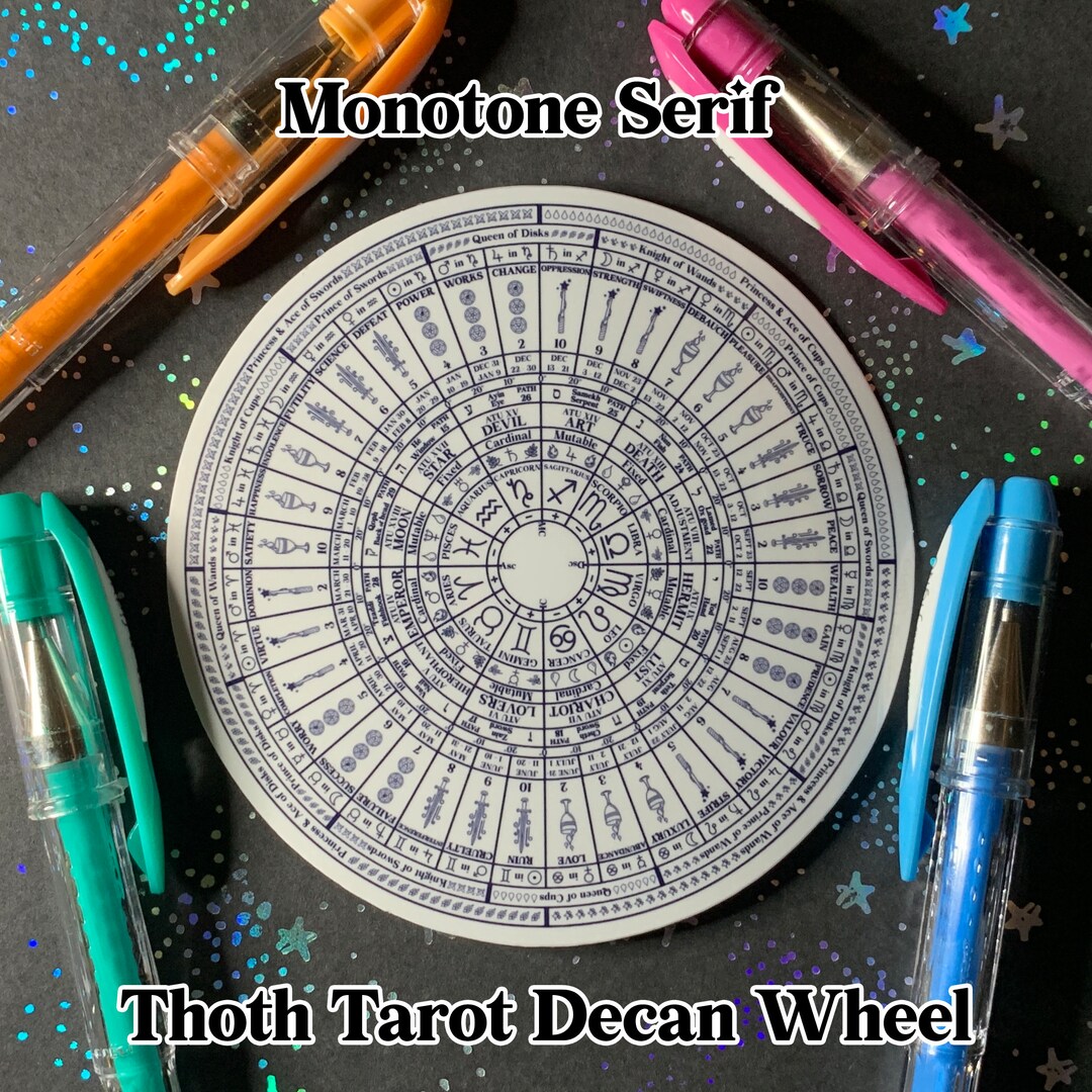 Serif Thoth Tarot Zodiac Decan Wheel Sticker monotone V2 - Etsy