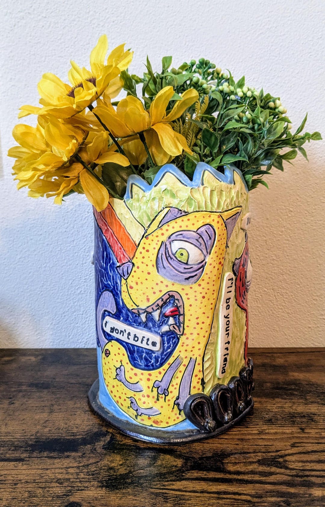 Handmade Colorful Ceramic Animal Flower Vase: Comical Cat, Horse ...