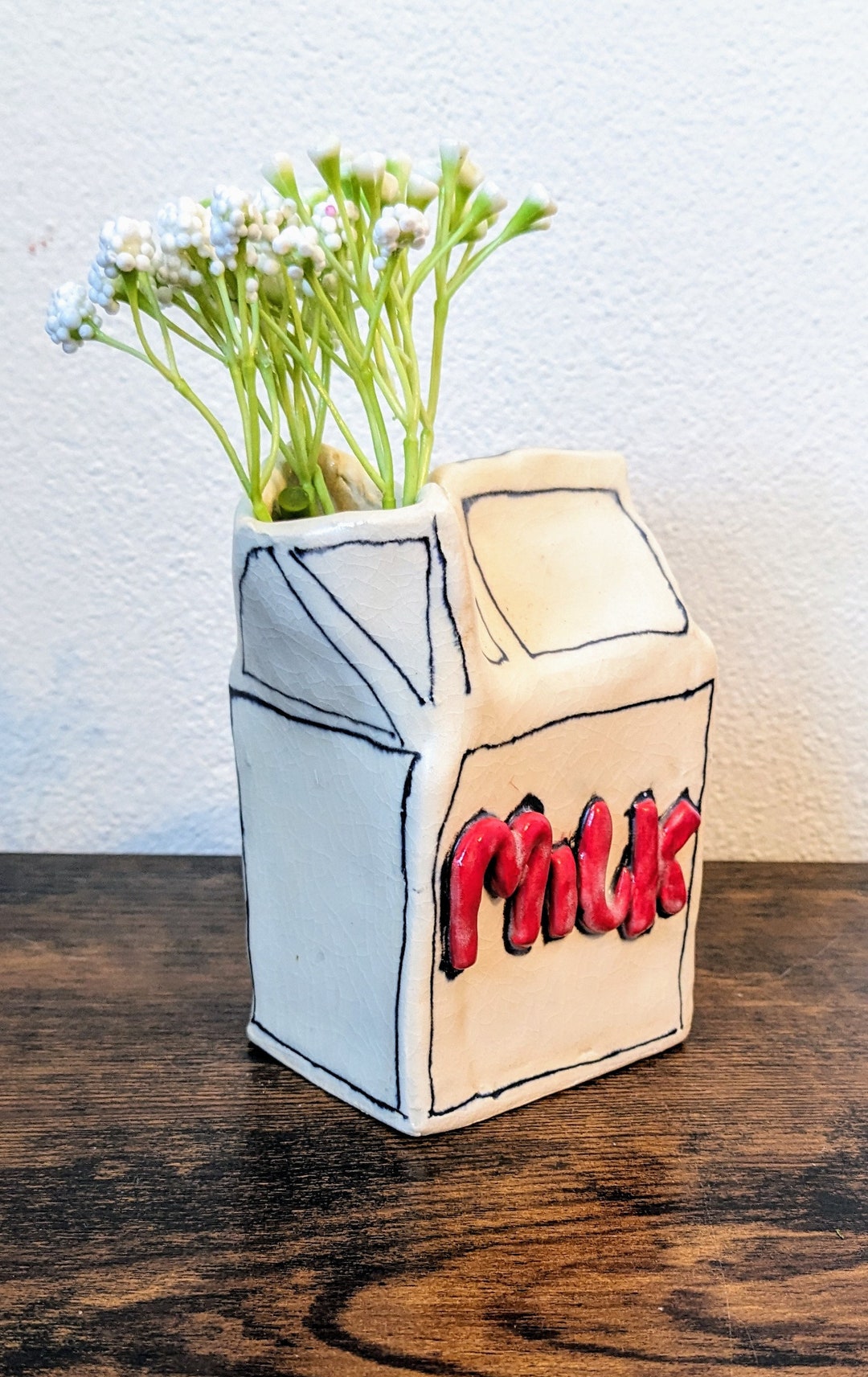 Handmade Ceramic Milk Carton Vase Functional Pottery - Etsy