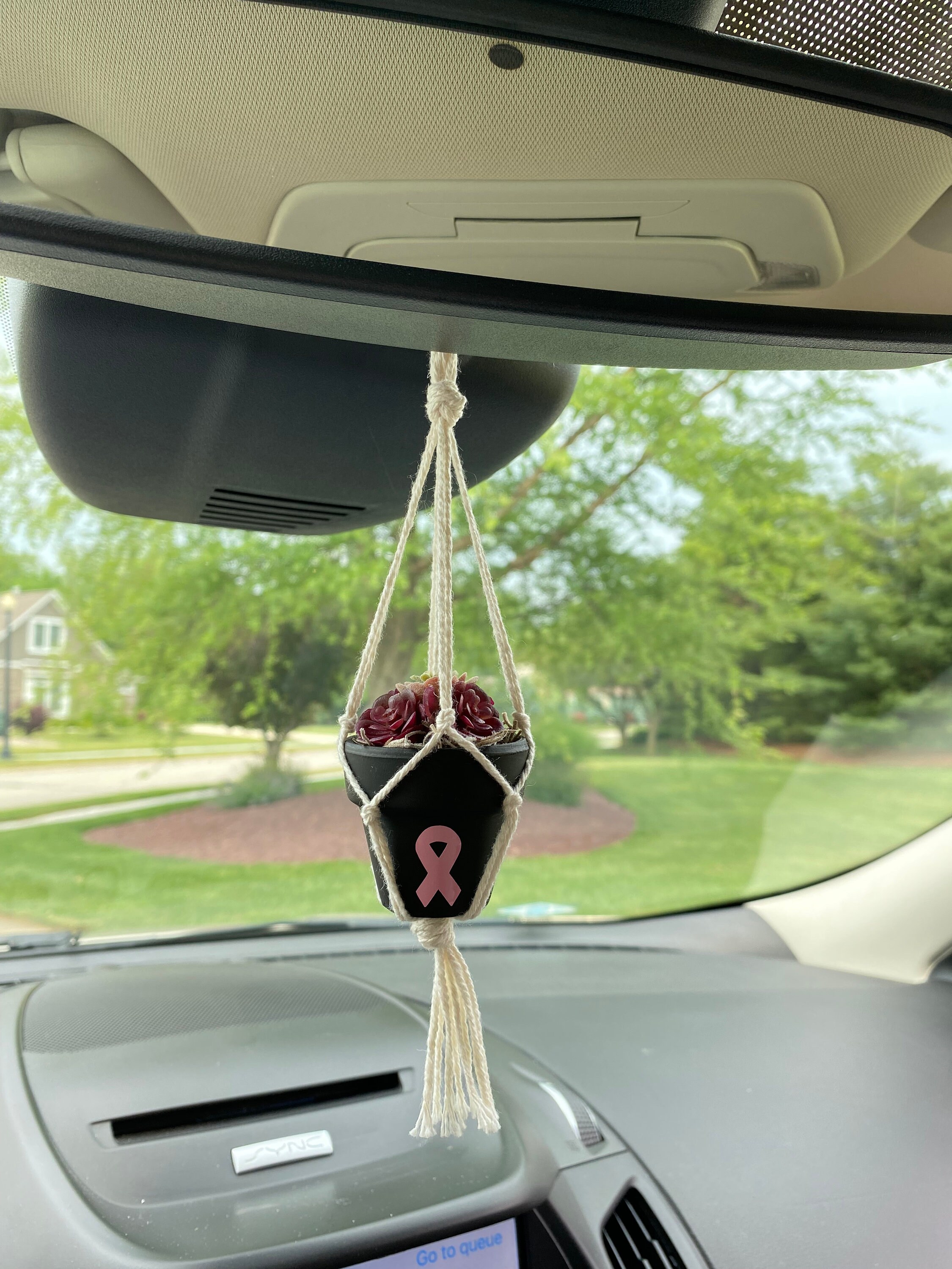 Mini Macramé Plant Hanger | Breast Cancer Ribbon Gifts | Pink Gifts ...