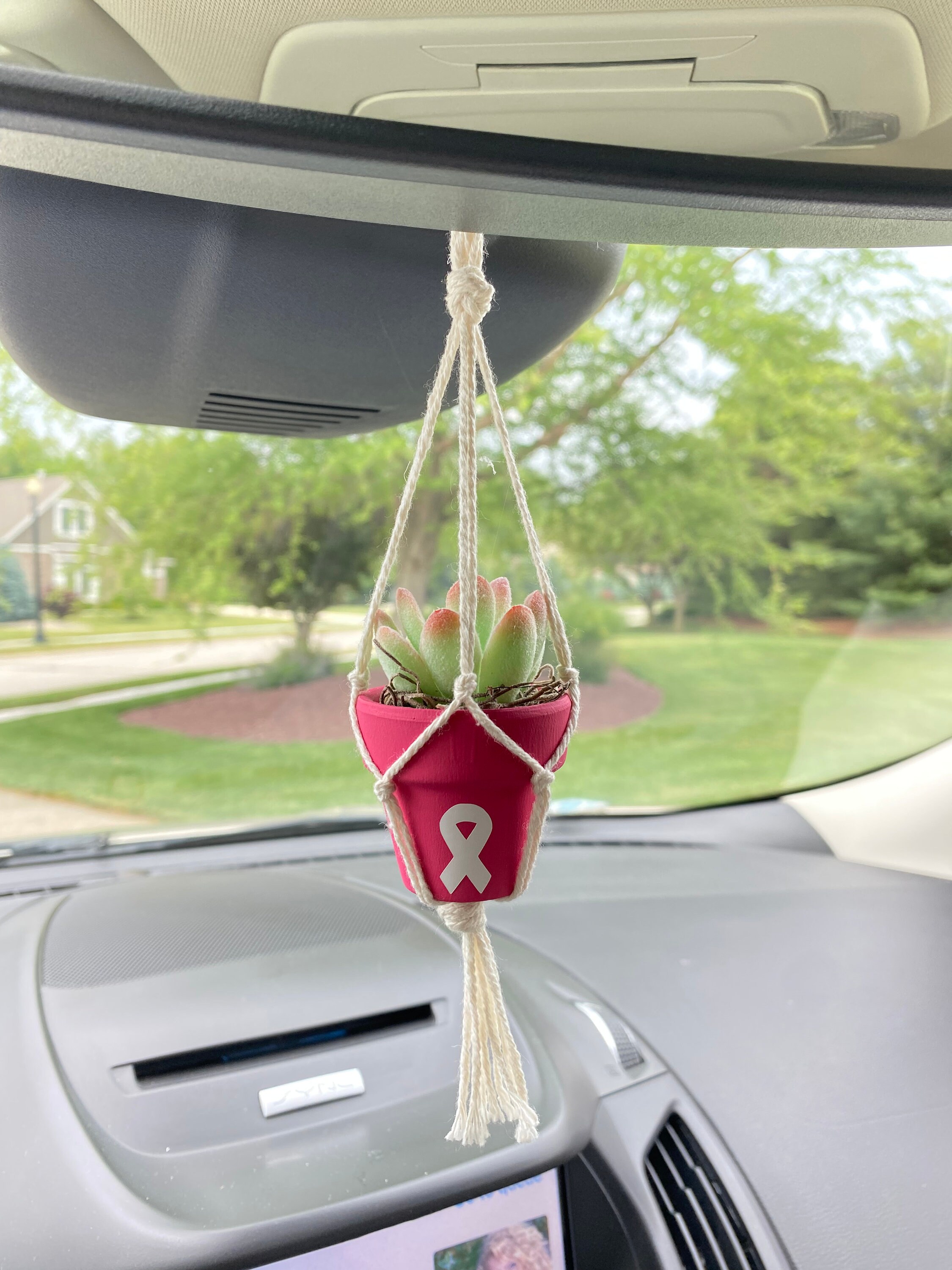 Mini Macramé Plant Hanger | Breast Cancer Ribbon Gifts | Pink Gifts ...