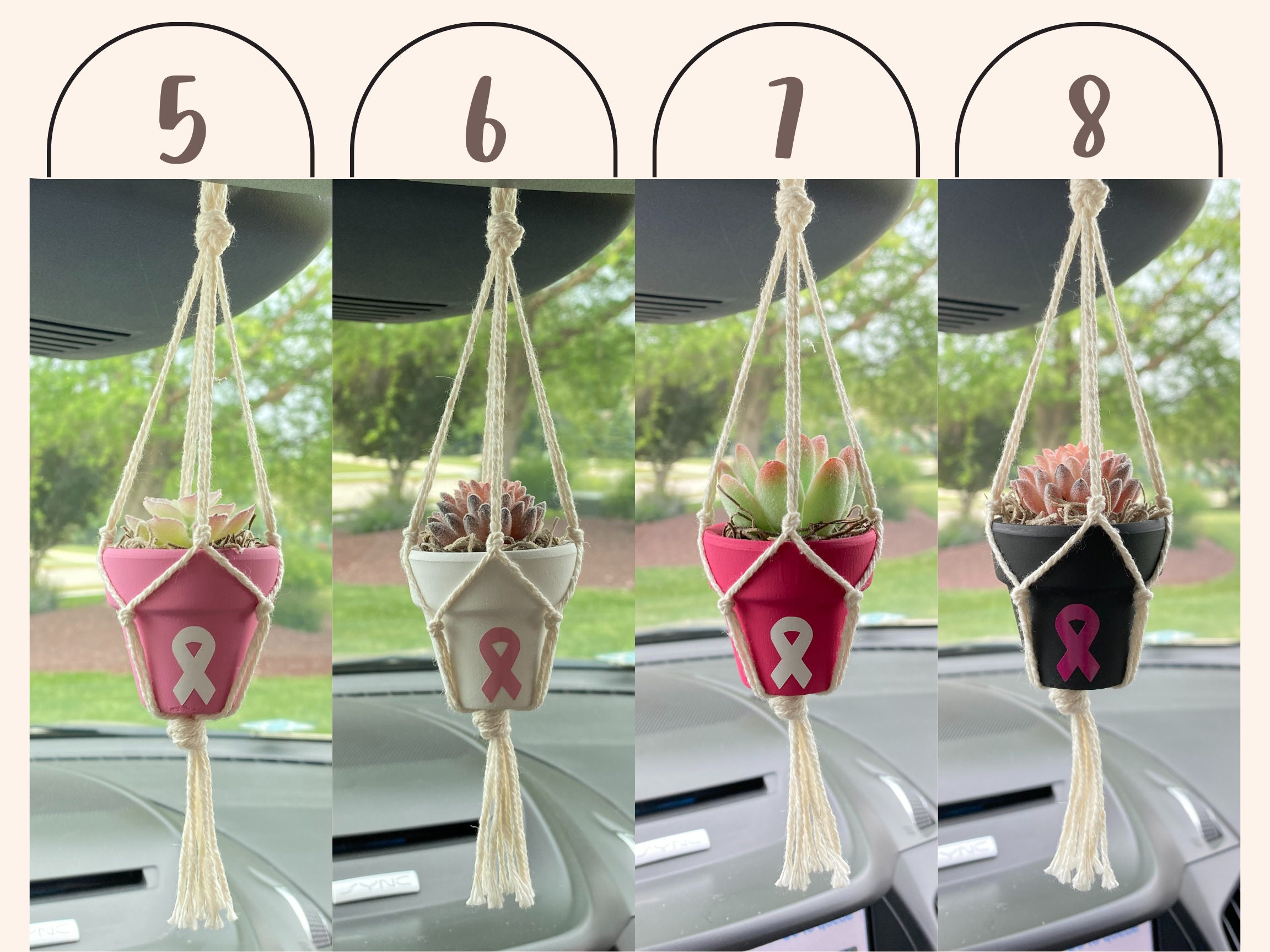 Mini Macramé Plant Hanger | Breast Cancer Ribbon Gifts | Pink Gifts ...