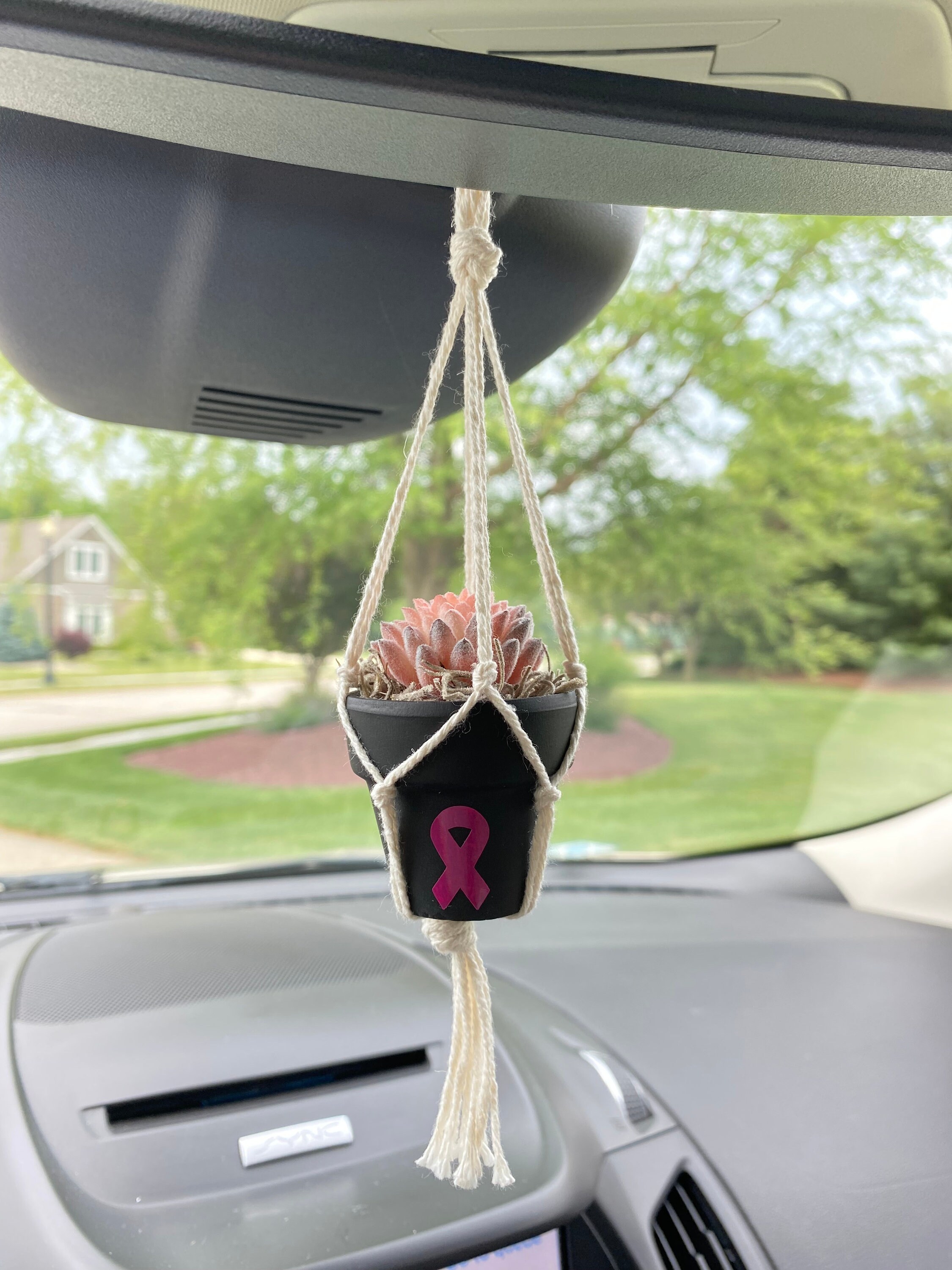 Mini Macramé Plant Hanger | Breast Cancer Ribbon Gifts | Pink Gifts ...