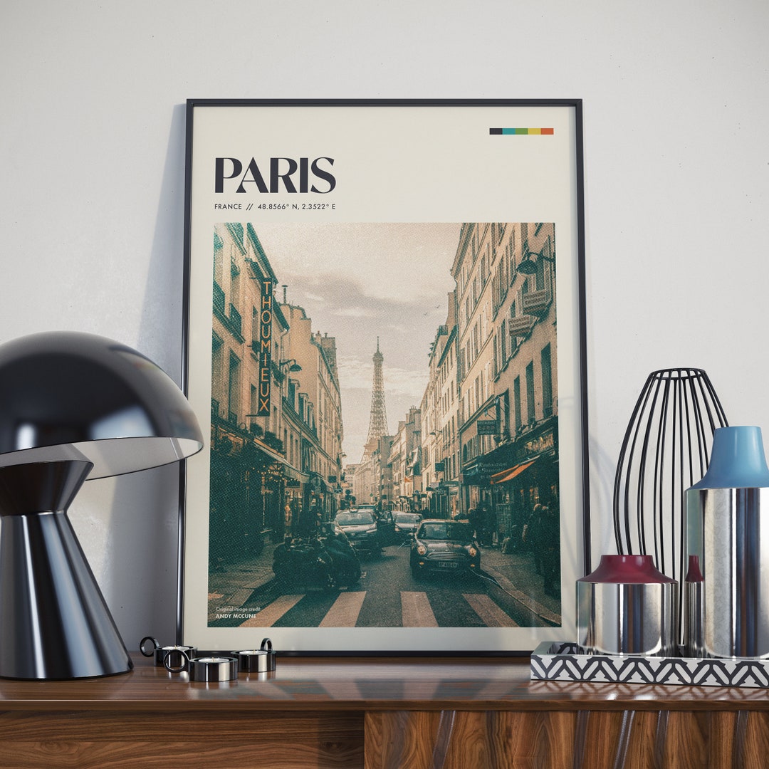 Paris Retro Poster Design Paris City Wall Art Home Decor Traveller Gift ...