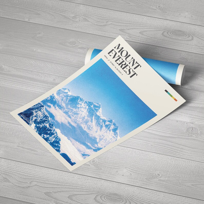 Mount Everest Retro Poster Design Mountain Landscape - Etsy