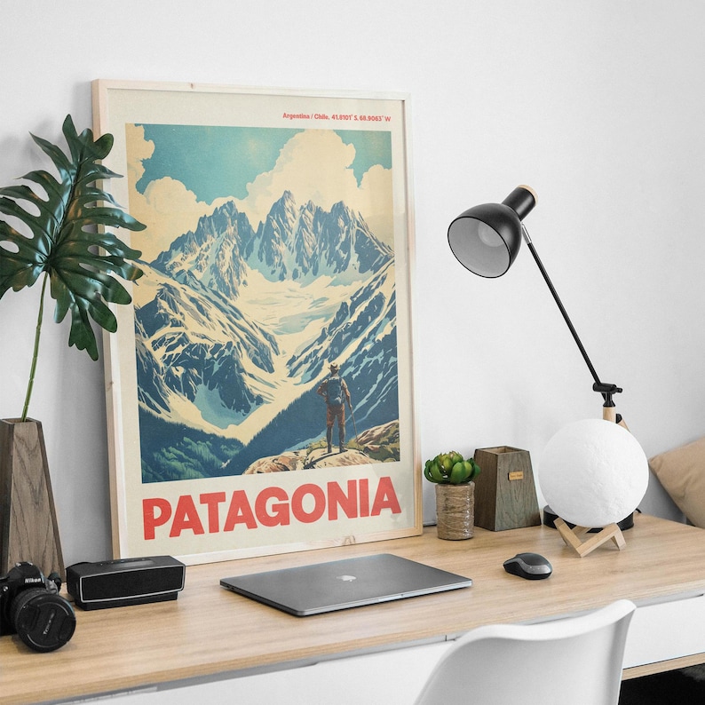 Patagonia National Park Print, Vintage Travel Poster, Hiking Wall Art ...