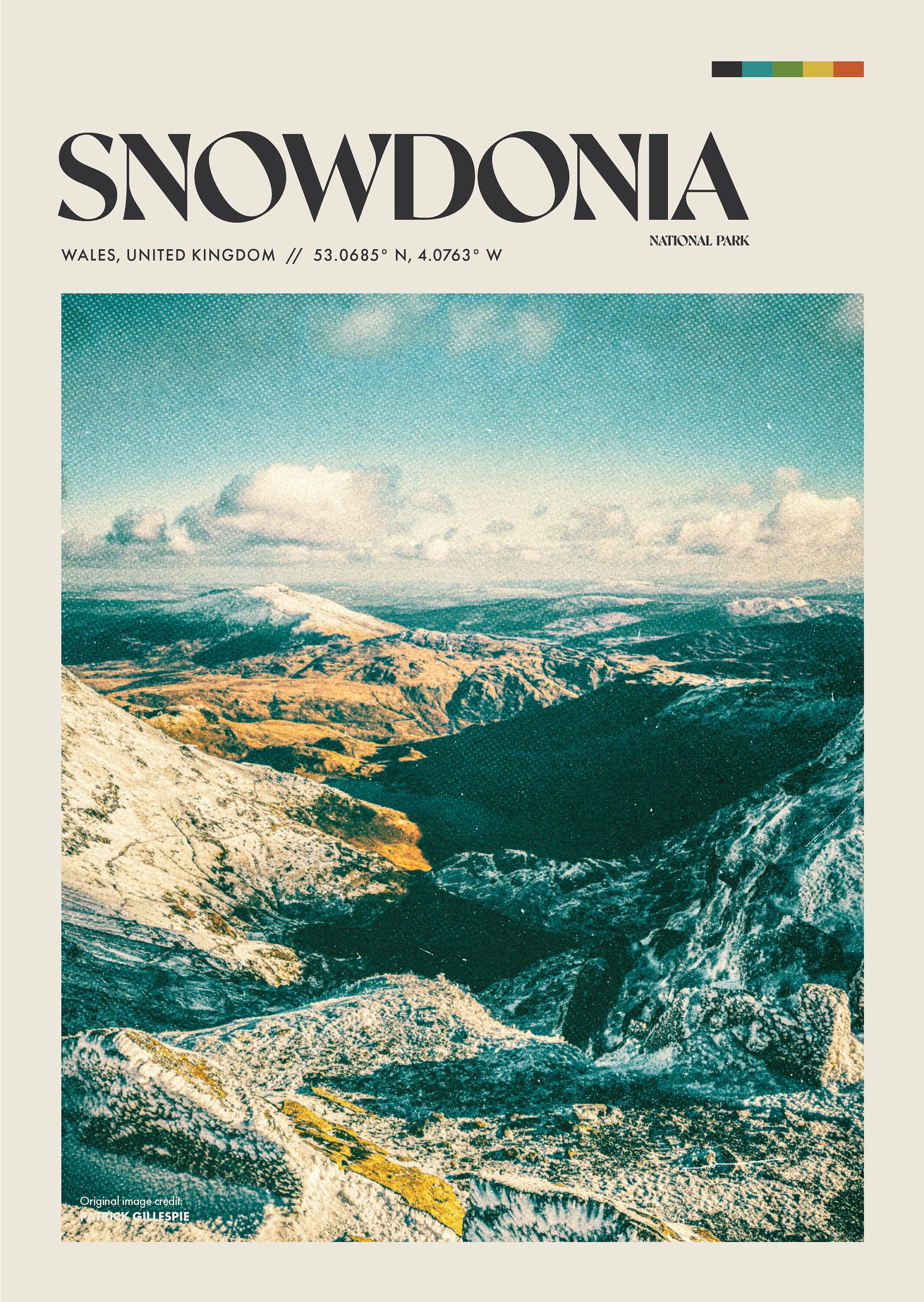 Snowdonia Retro Poster Design Welsh Landscape Rustic - Etsy