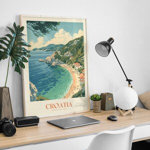 Croatia Retro Travel Poster, Croatia Illustration, Rustic Wall Home ...