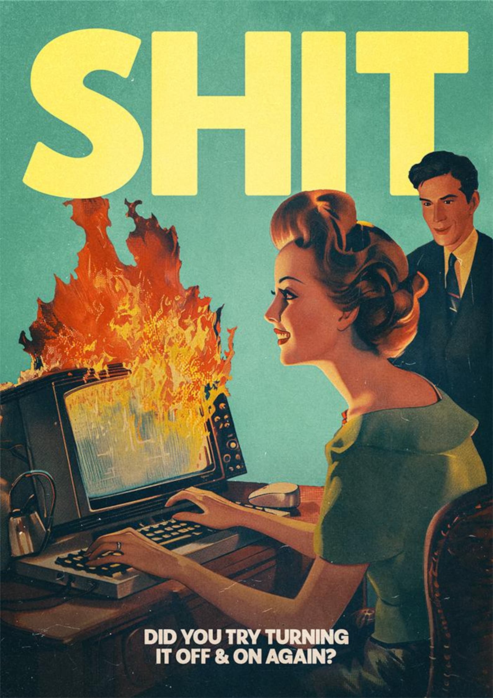 Funny IT Tech Support Poster, Retro Computer Wall Art, Sarcastic Office ...
