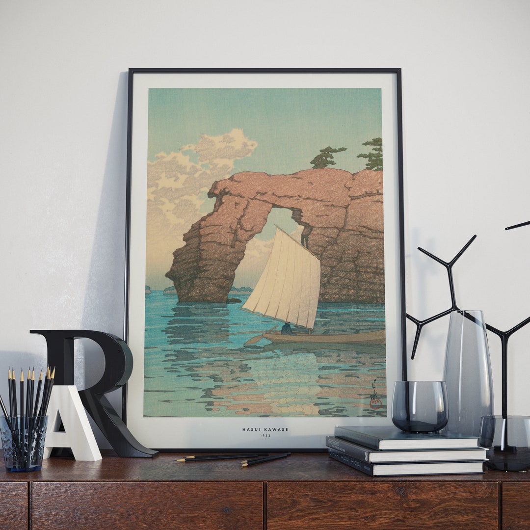 Sail Boat at the Rocks Hasui Kawase Wall Art Travel Decor Vintage ...