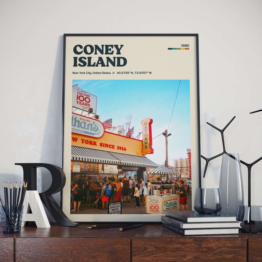Coney Island Retro Poster Design, Photography Wall Art, Home Decor ...