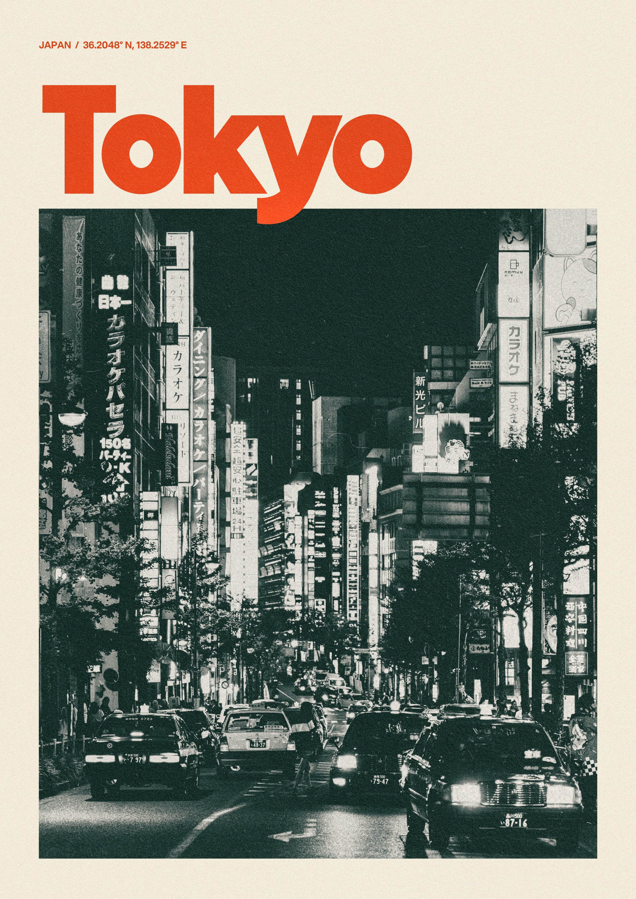 Tokyo - Retro Black & White Poster Print, Cityscape Photo | Mid-century ...