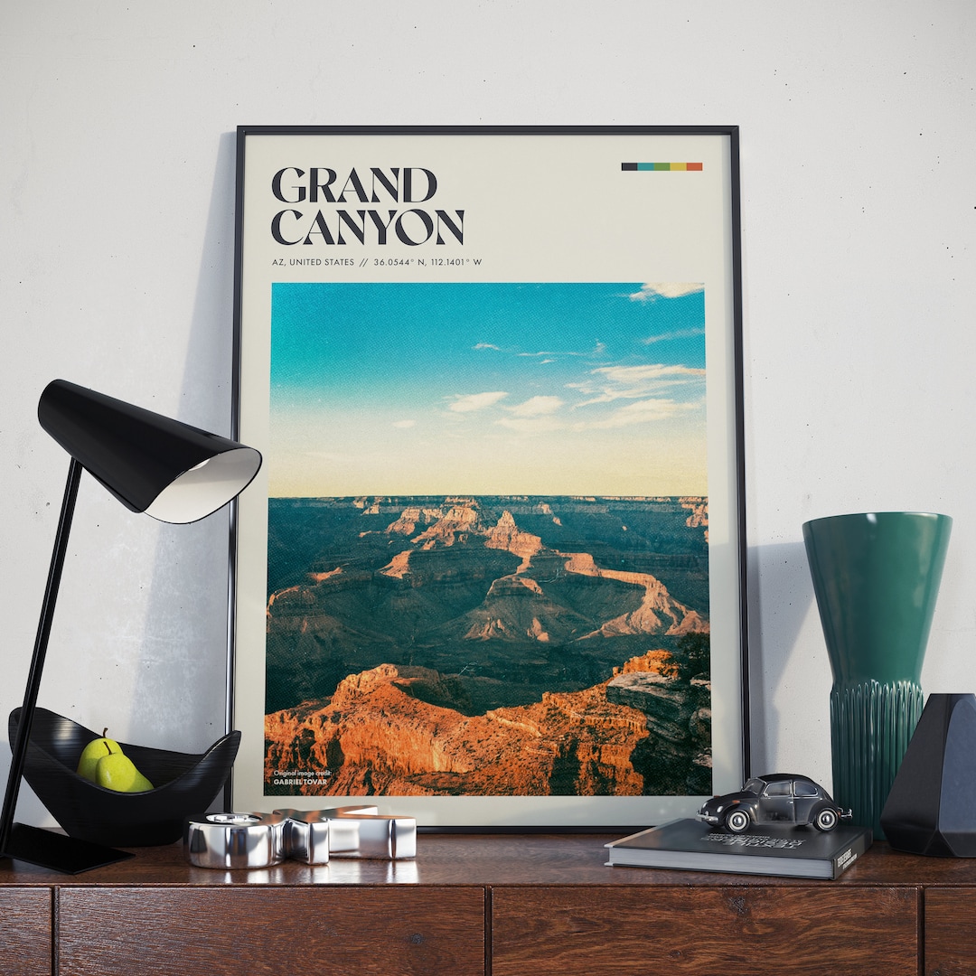Grand Canyon - Retro Poster Design | Arizona Desert | Rustic Wall Art ...