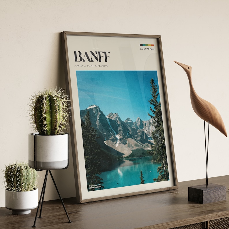 Banff Retro Poster Design Canada Landscape Photo Rustic - Etsy