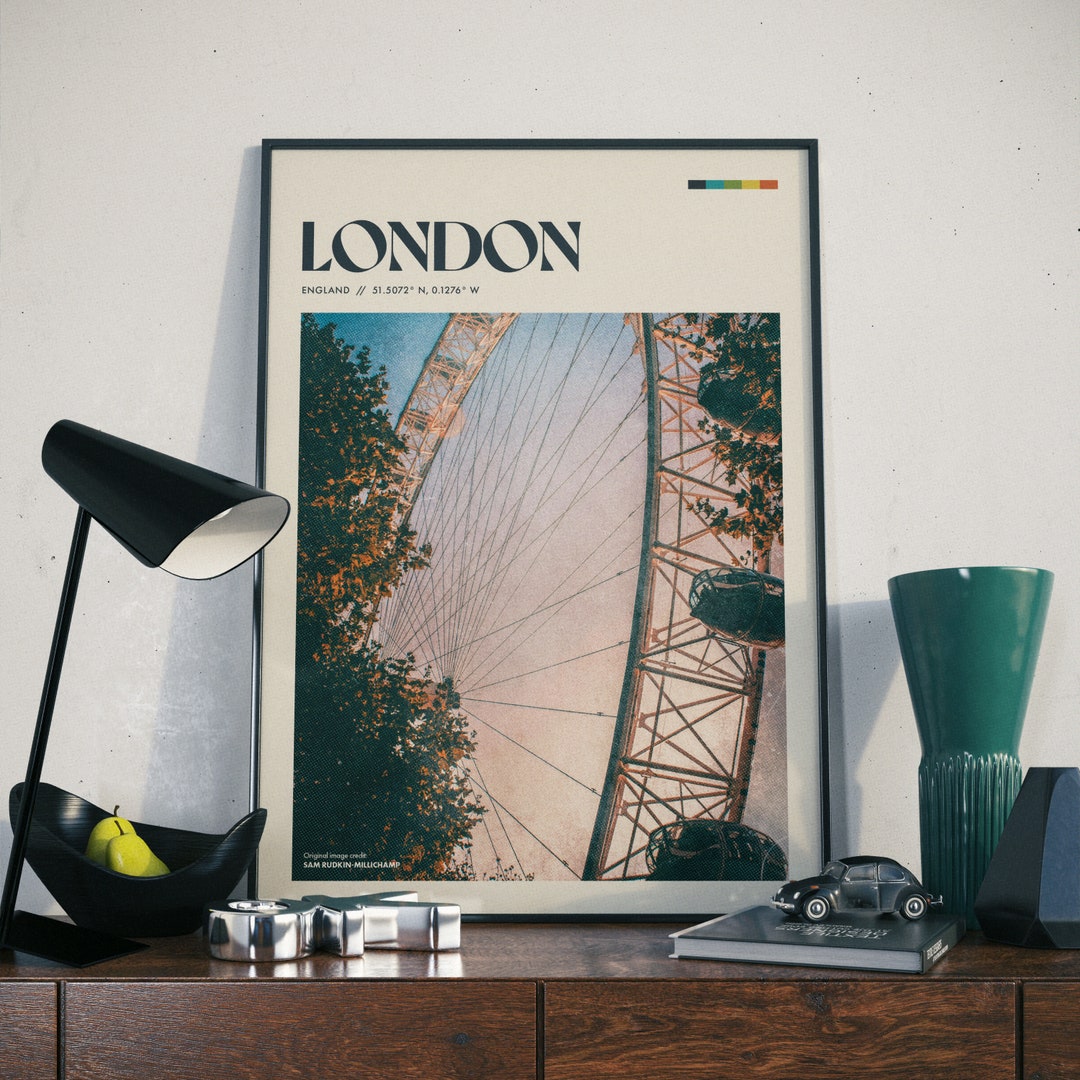 London Retro Poster Design London Wall Art Home Decor Traveller Gift ...