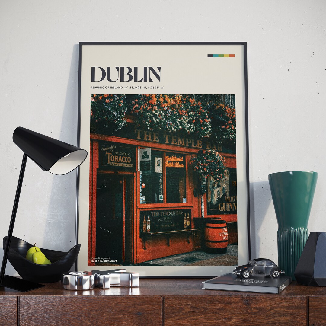 Dublin - Retro Poster Design | Irish Pub City Photo | Rustic ...