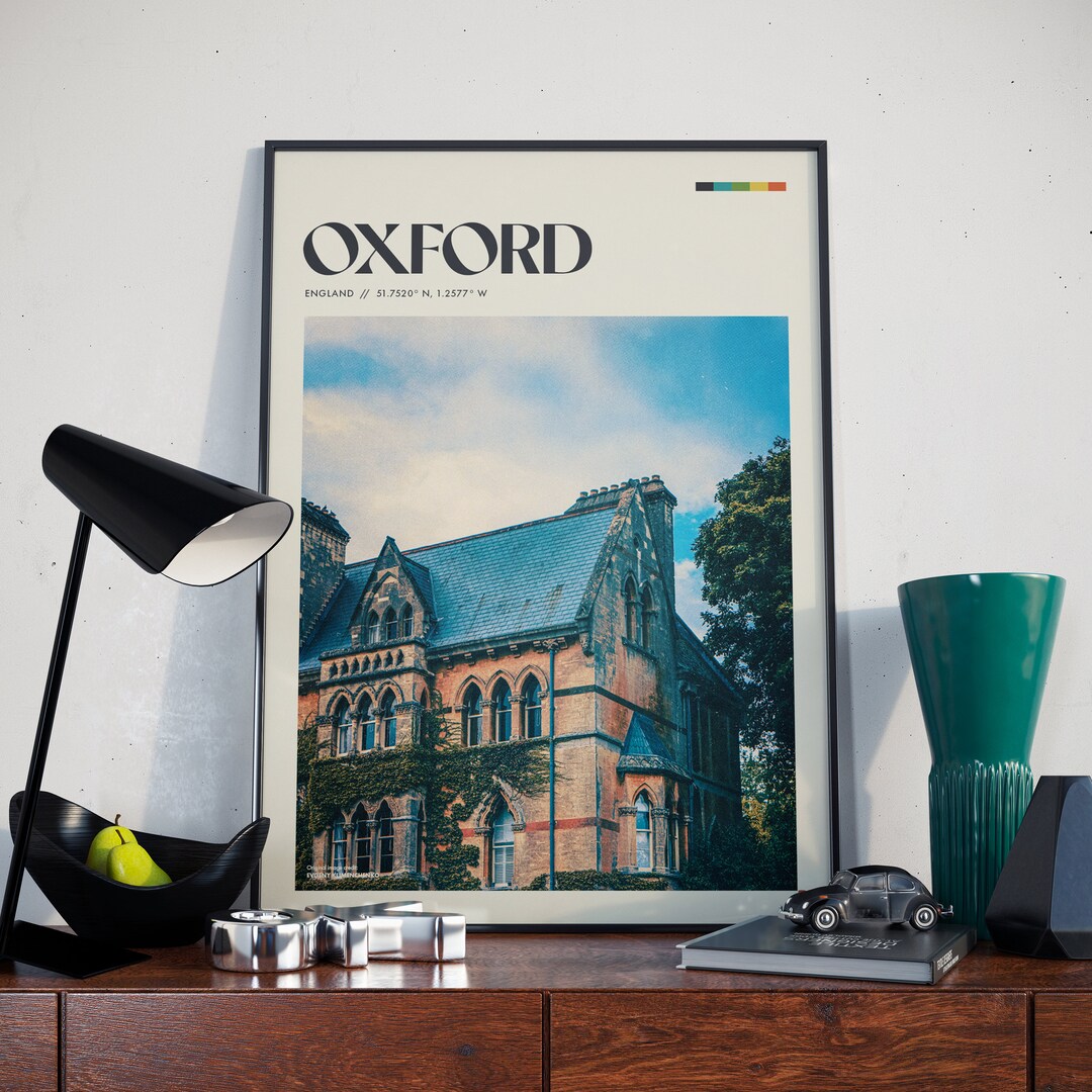 Oxford - Retro Poster Design | Oxford University Photo | Rustic Wall ...