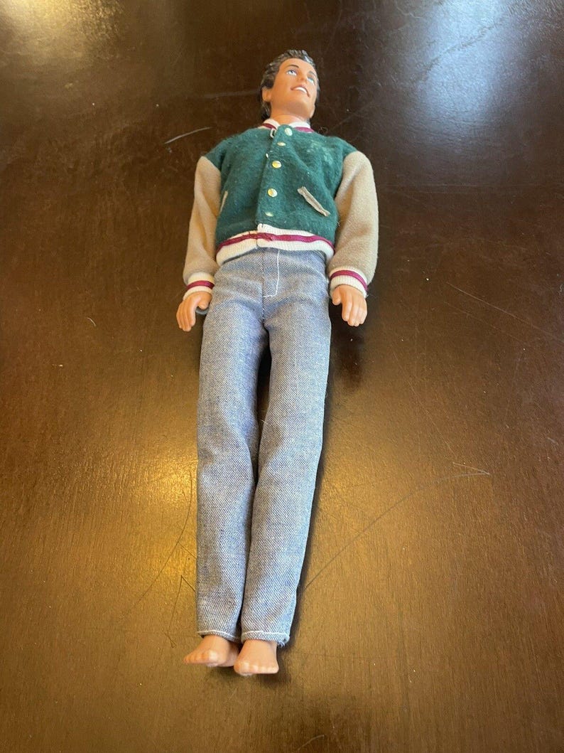 1968 Ken Doll With Varsity Jacket. 12 Tall. Green and Ran Jacket. Blue ...