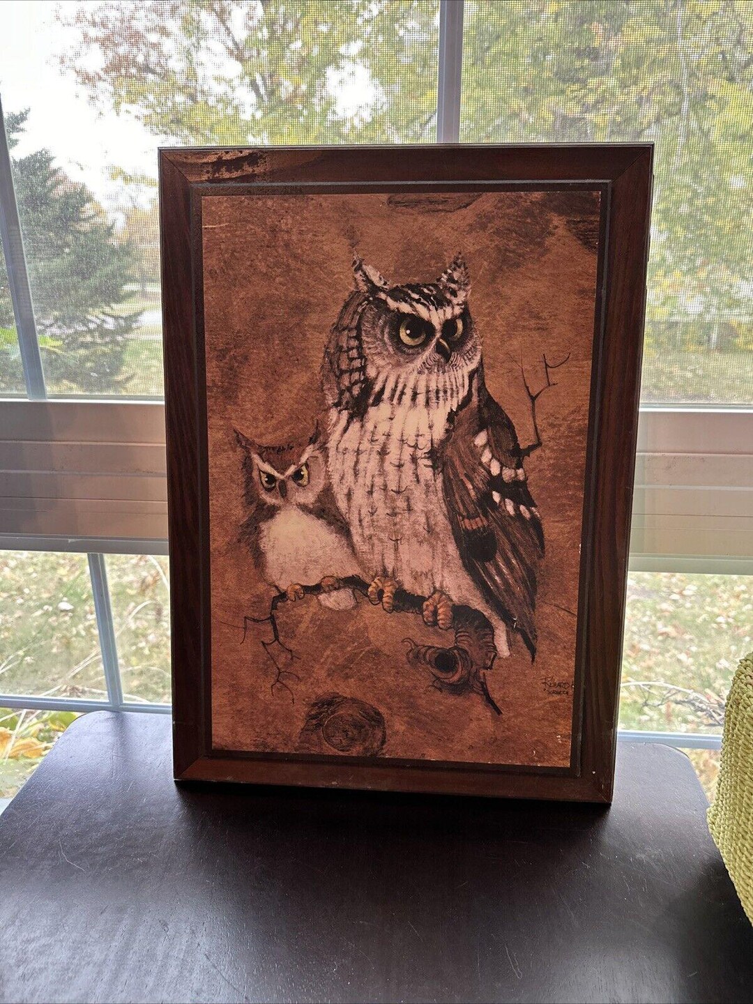 Vintage Screech Owls Richard Hinger Print Picture Wall Art Litho USA ...