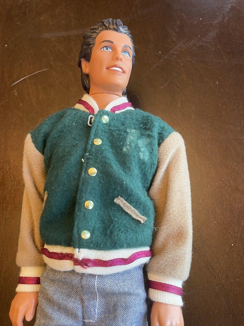 1968 Ken Doll With Varsity Jacket. 12 Tall. Green and Ran Jacket. Blue ...