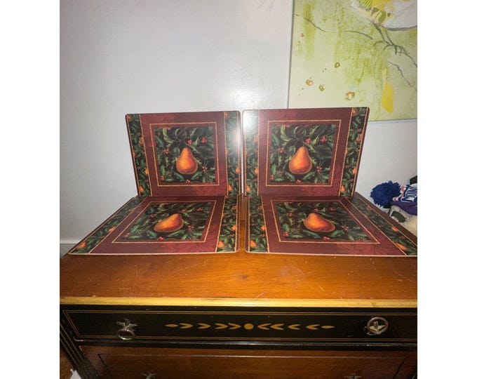 VTG Set of 4 Pimpernel Placemats Festive Pear Cork Backing - Etsy
