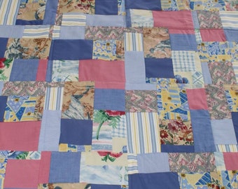 Pink and Blue Quilt | Etsy