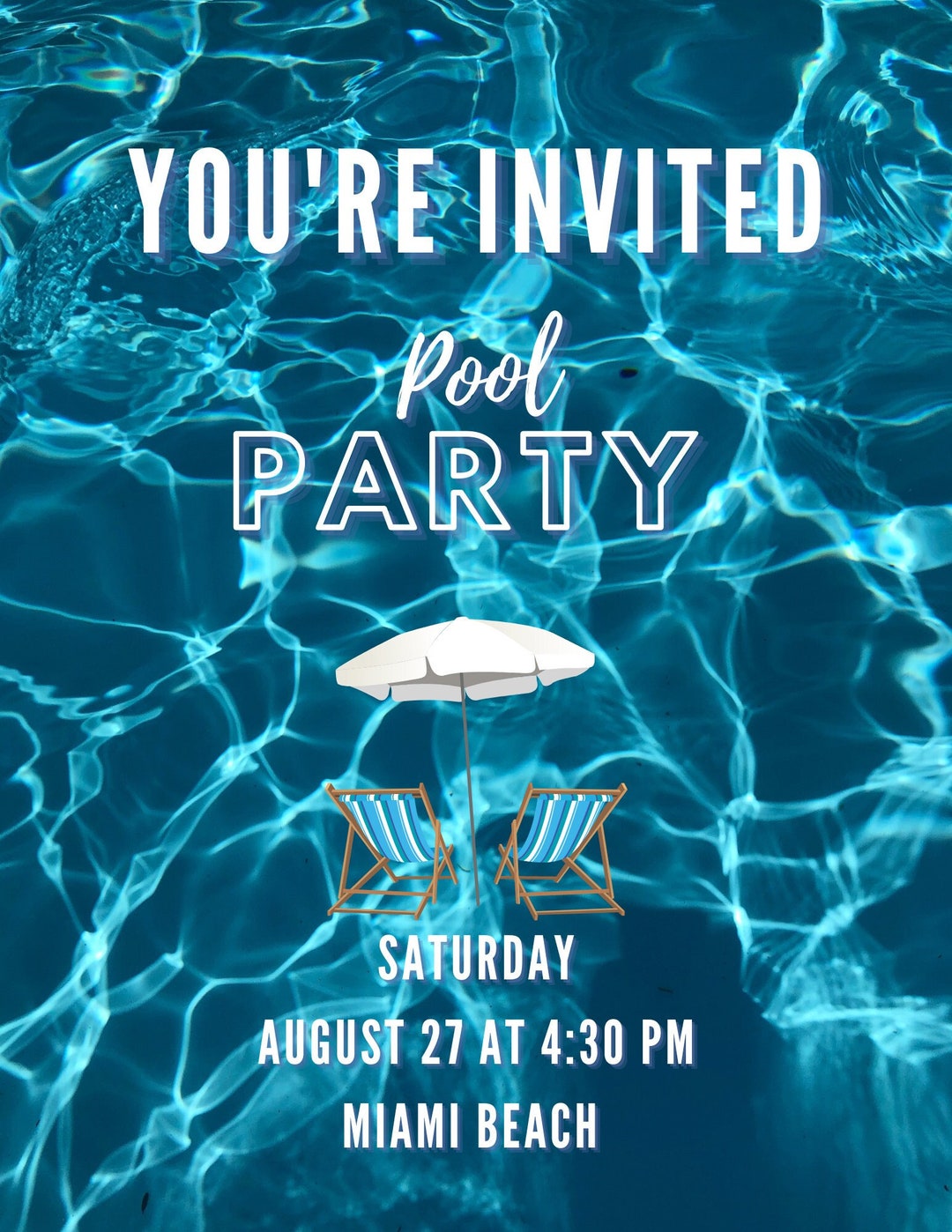 Pool Party Invite, Instant Download - PDF File - Etsy