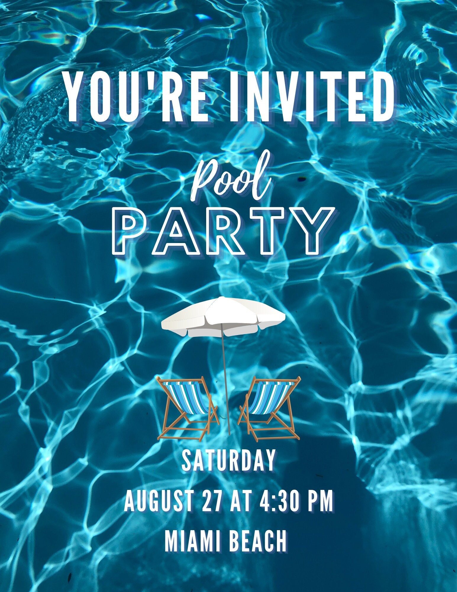 Pool Party Invite, Instant Download - PDF File - Etsy