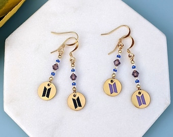 Gold BTS Logo Earrings BTS Jewelry Customizable BTS Earrings Kpop Jewelry Army Logo Earrings Bts Gift Army Gift Dainty Kpop Earrings Etsy