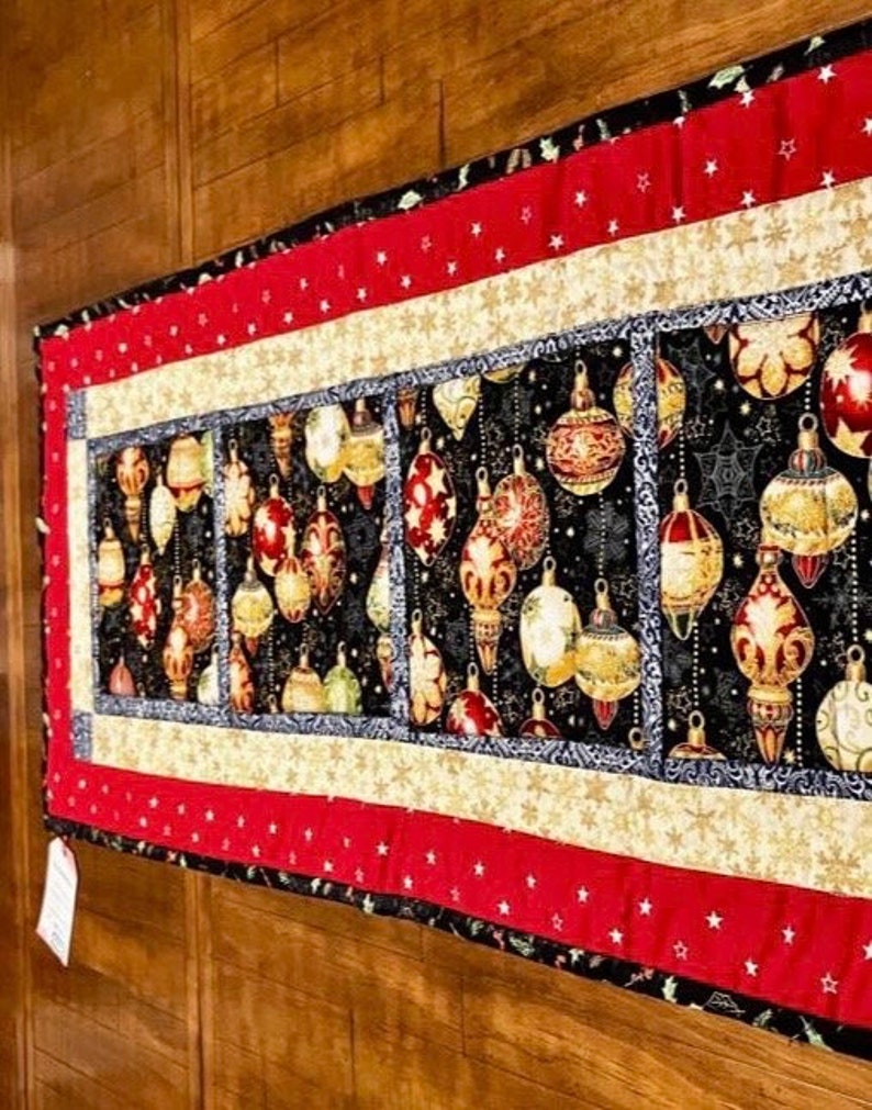 Holiday Table Runner 100% Cotton Fabric (reversible) With Christmas ...