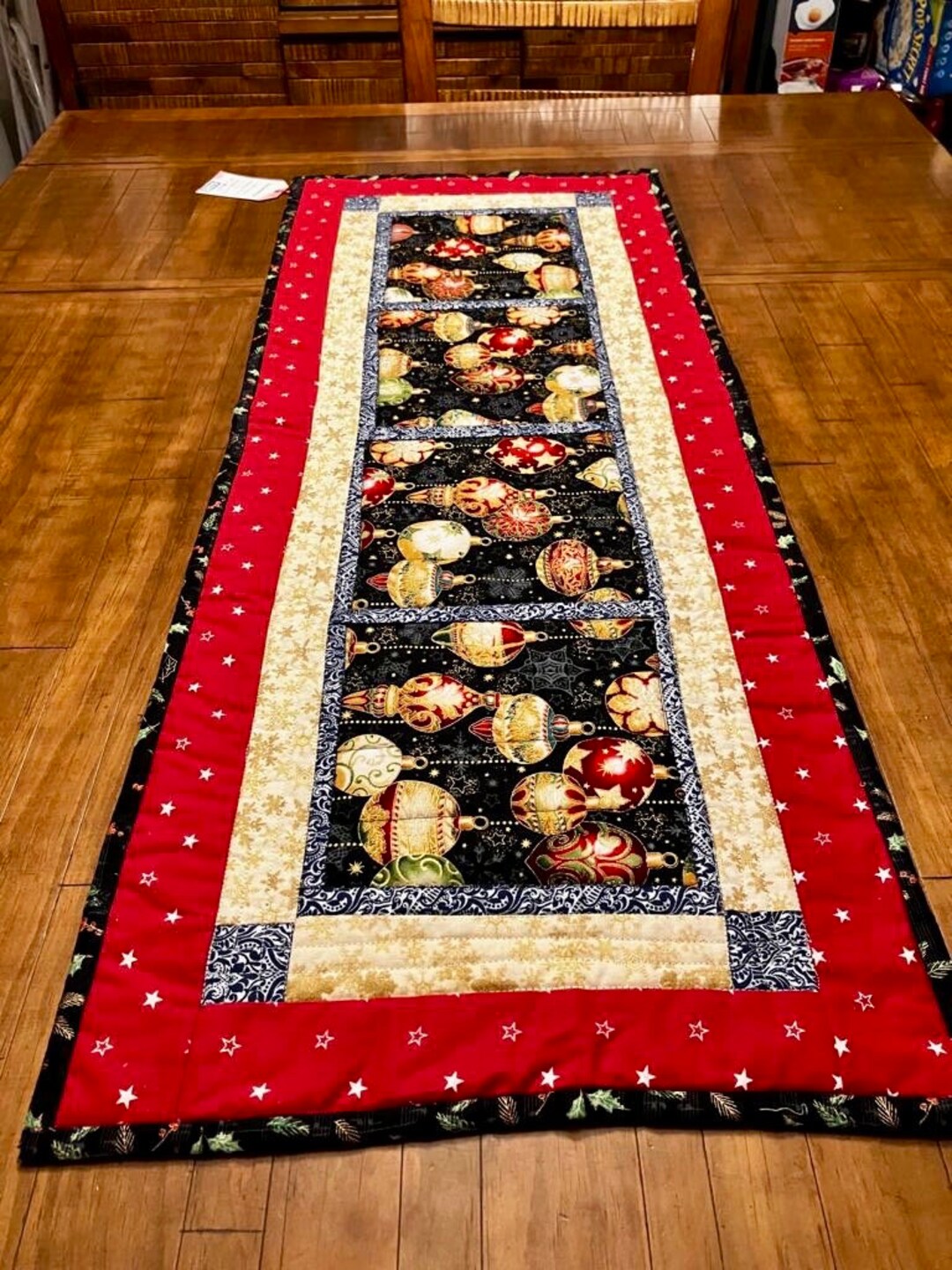 Holiday Table Runner 100% Cotton Fabric (reversible) With Christmas ...
