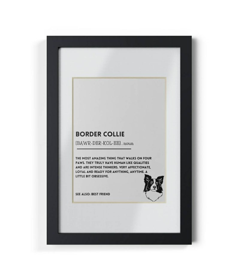 Border Collie Definition Print INSTANT DOWNLOAD Wall Art Print Word ...