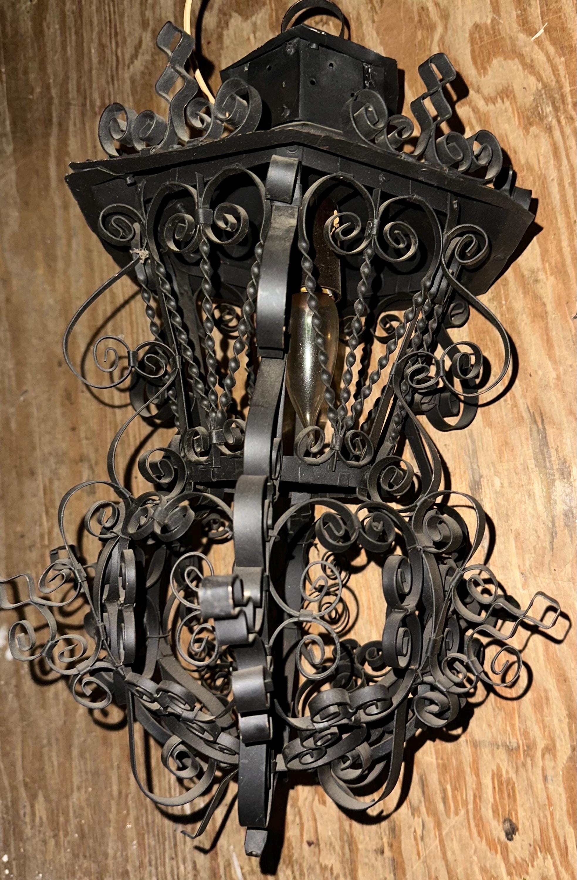 Vintage Metal Scroll Hanging Light - Etsy