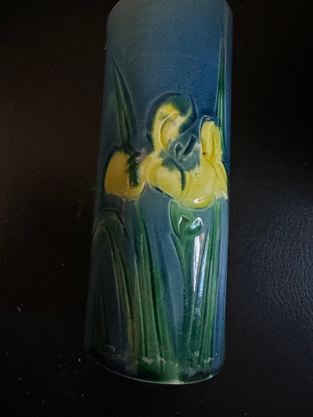 Vintage Japanese Iris Pottery Art Vase - Etsy