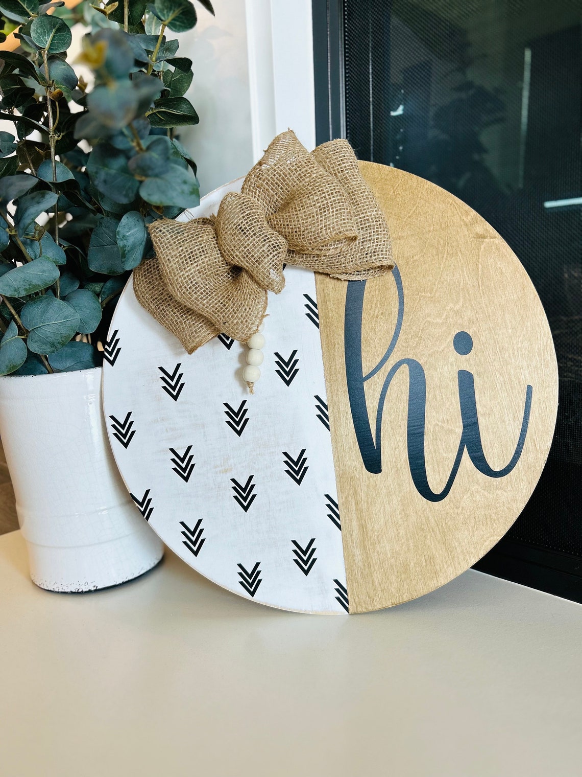 Front Door Hanger, Door Sign, Wooden Door Sign, Welcome Sign, Hi - Etsy