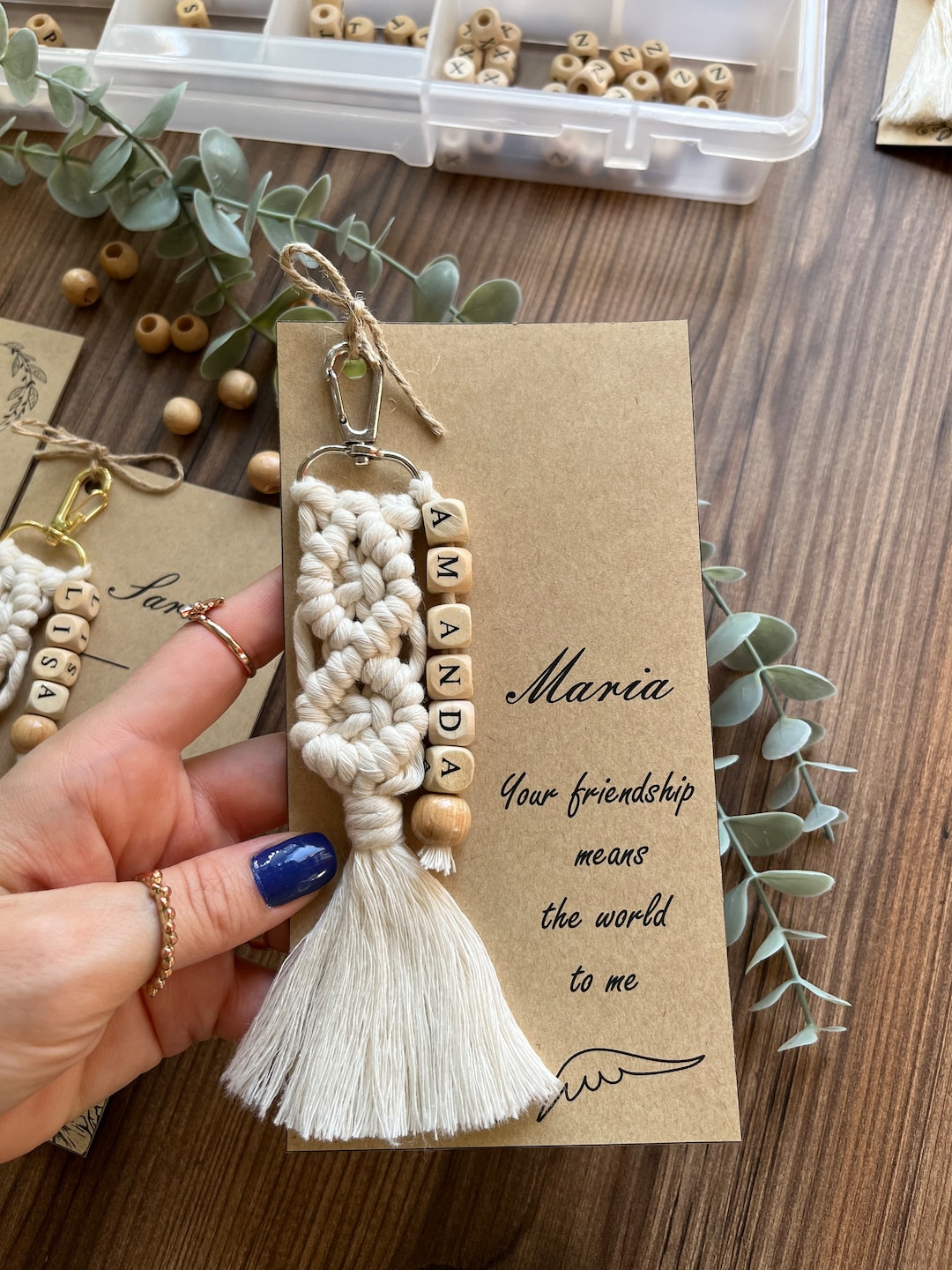 Personalized Wedding Gift for Bridesmaids, Macrame Keychain, Bridesmaid ...