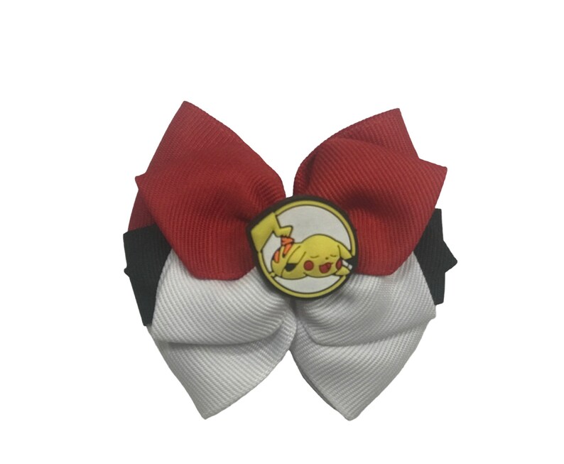 Pikachu Hair Bow Clip, Pocket Monster, Handmade Grosgrain Ribbon - Etsy