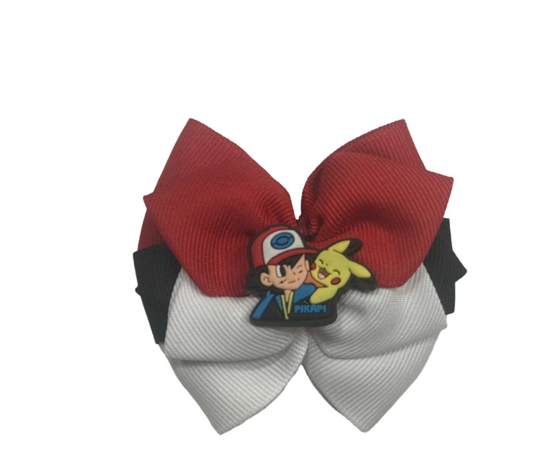 Pikachu Hair Bow Clip, Pocket Monster, Handmade Grosgrain Ribbon - Etsy