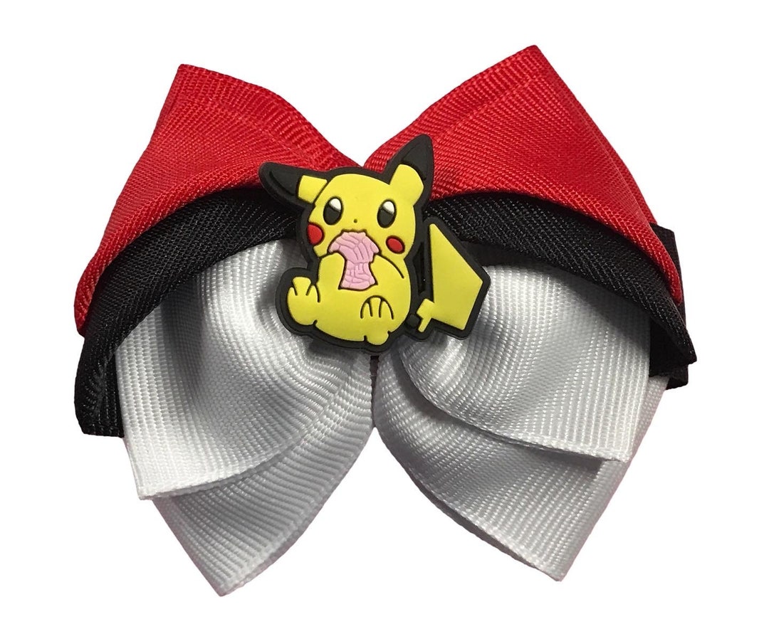 Pikachu Hair Bow Clip, Pokemon Grosgrain Ribbon Hair Accessory - Etsy