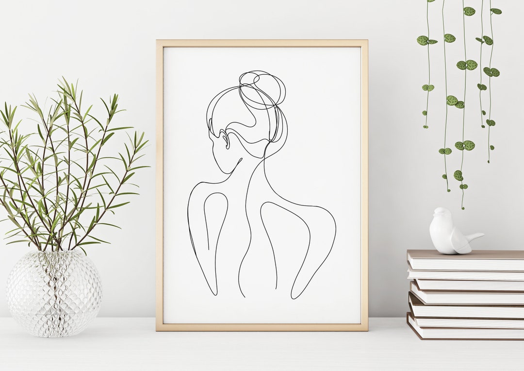Woman Back Drawing, Female Art Print, One Line Art, Printable Wall Art ...