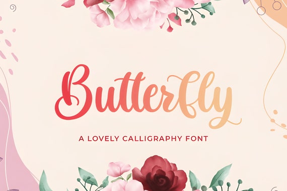 Butterfly Calligraphy Font Handwritten Font Procreate | Etsy