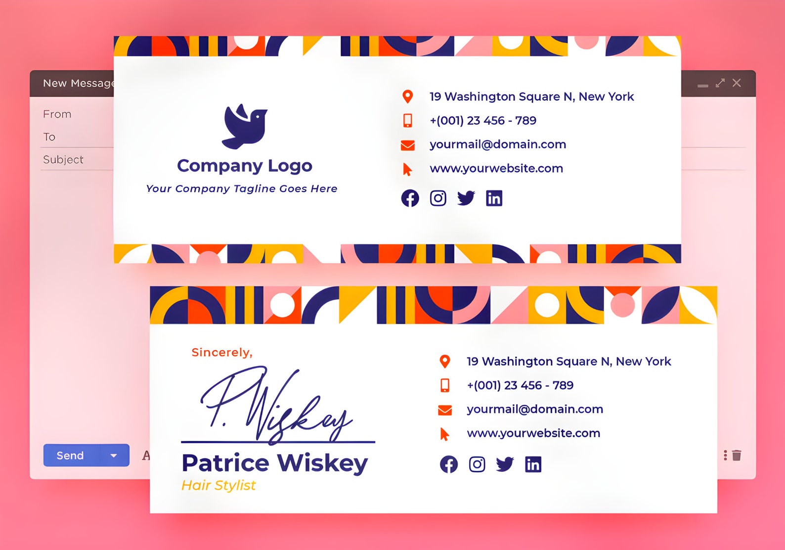 Email Signature Template With Logo & Photo Editable Canva Signature ...
