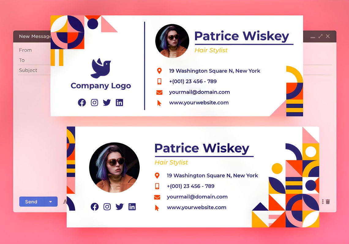 Email Signature Template With Logo & Photo Editable Canva Signature ...