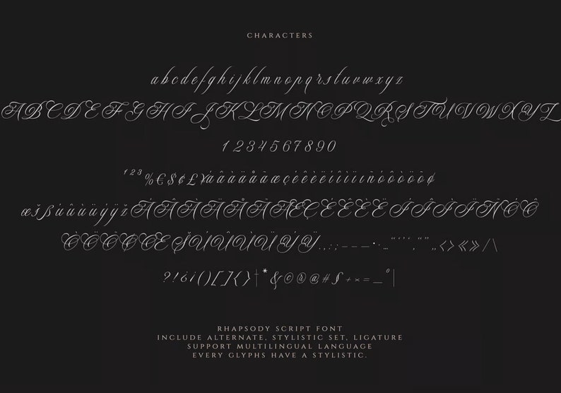 Rhapsody Calligraphy, Wedding Font, Handwritten Font, Handwriting Font ...