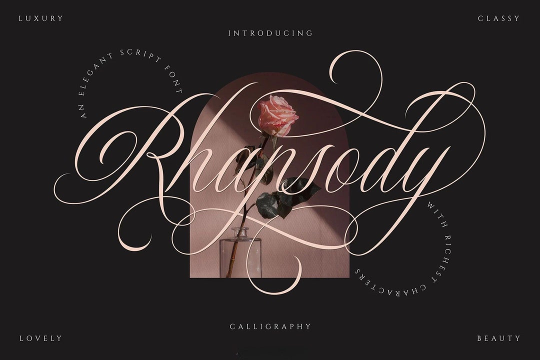 Rhapsody Calligraphy, Wedding Font, Handwritten Font, Handwriting Font ...