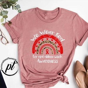 We Wear Red, Red Ribbon Awareness, Health Awareness, Red Ribbon Shirt ...