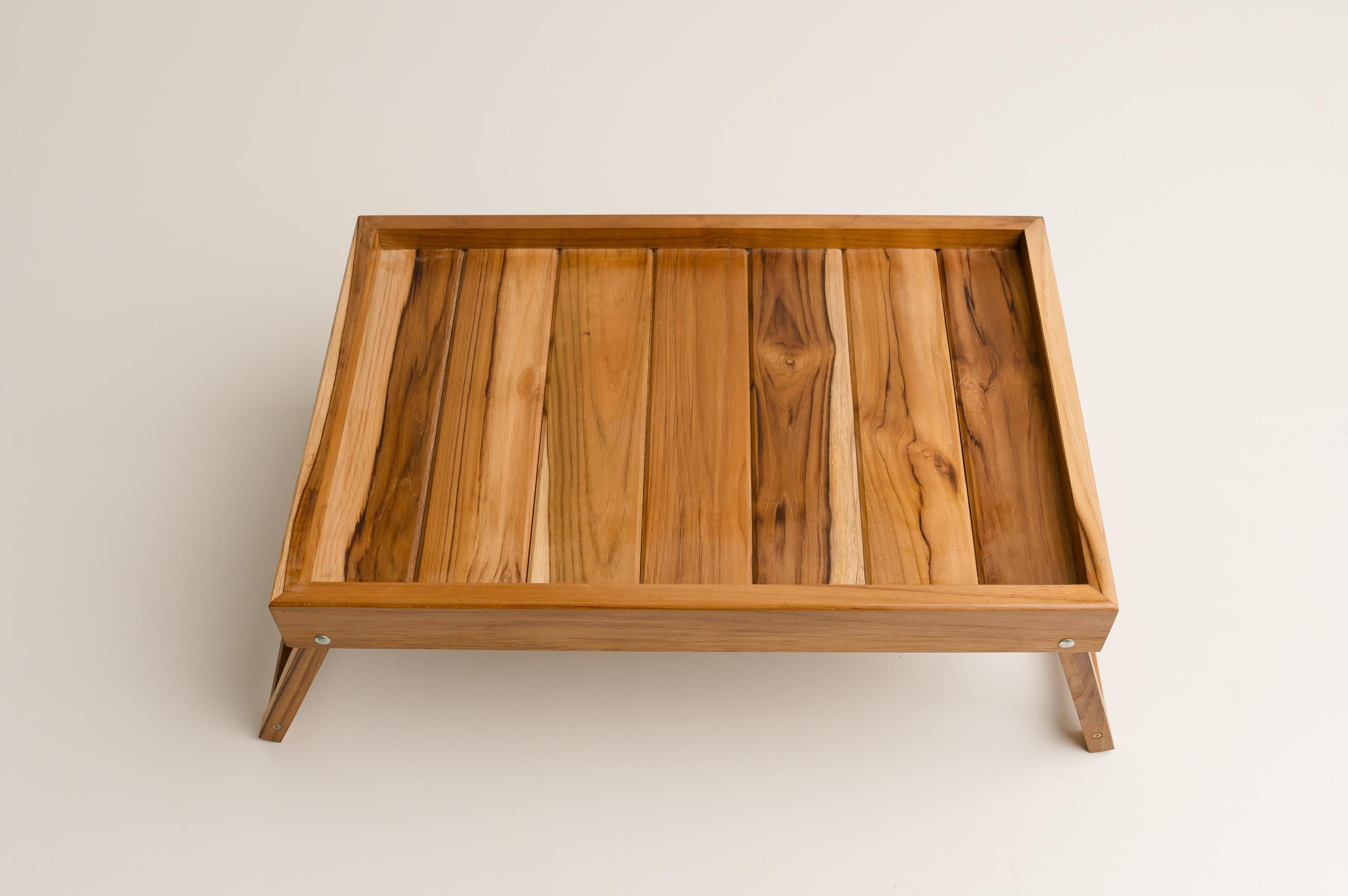 Teak Wooden Large Tray Table With Folding Legs Natural Wood Bed Breakfast Laptop Holder work From Home Serving Tray Picnic Etsy