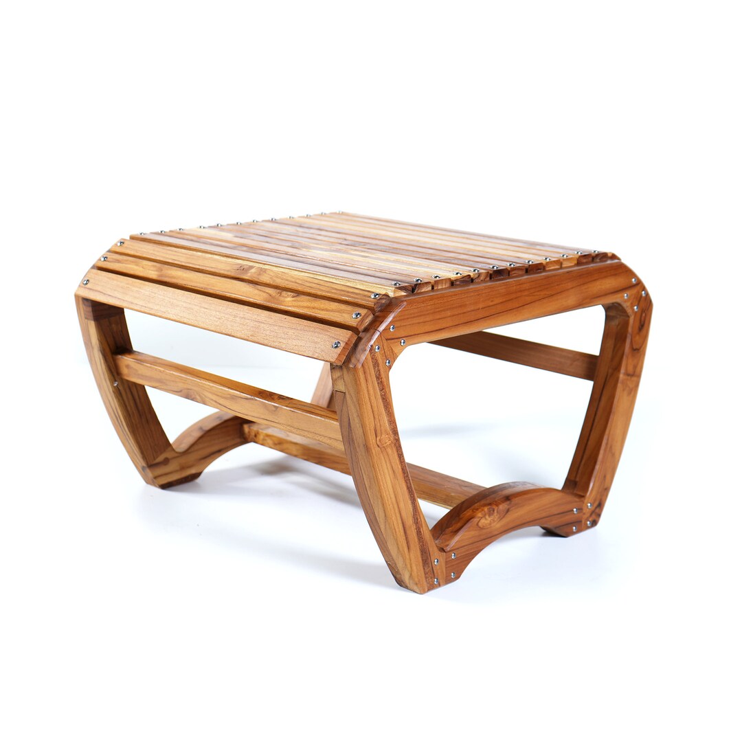 Natural Teak Wood Designed Outdoor Small Bench / Side Table 23.6x19 ...