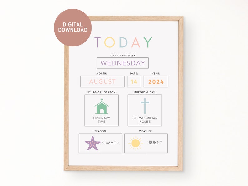 Catholic Morning Board | Daily Calendar | Homeschool Printable | Circle ...